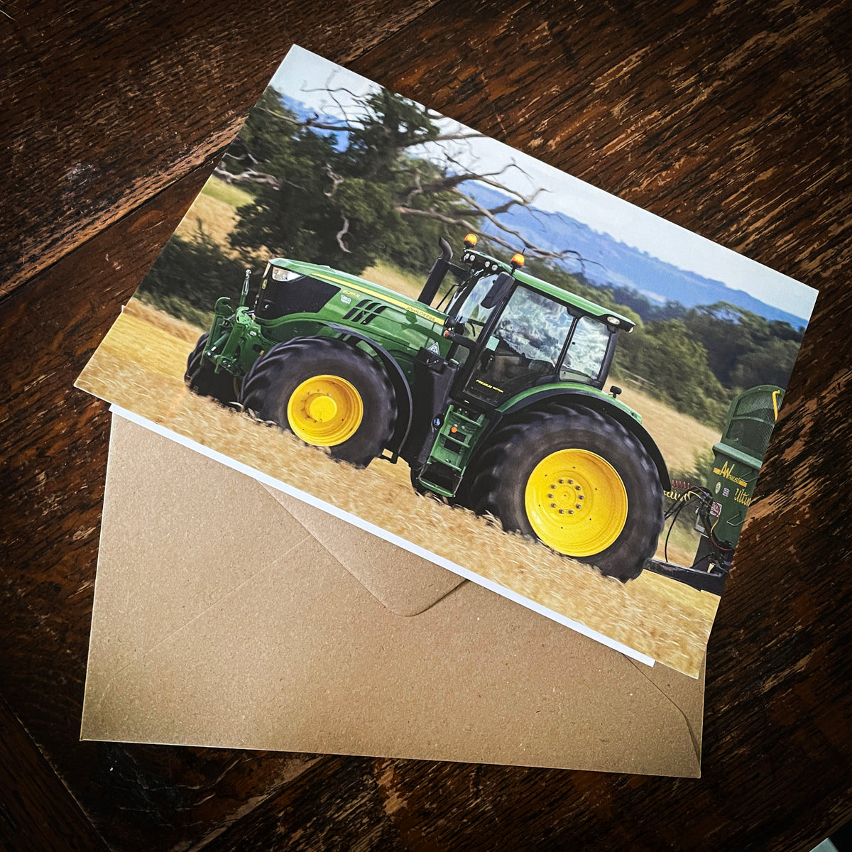 Green tractor greeting card with envelope – CountrysideGreetings