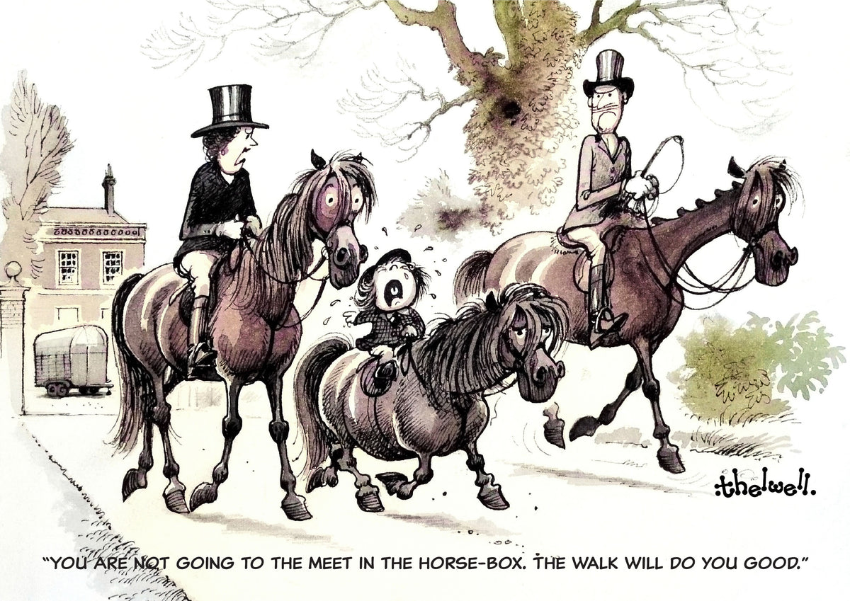 Horse and Pony Cartoon. Vintage humour greeting card by Thelwell ...