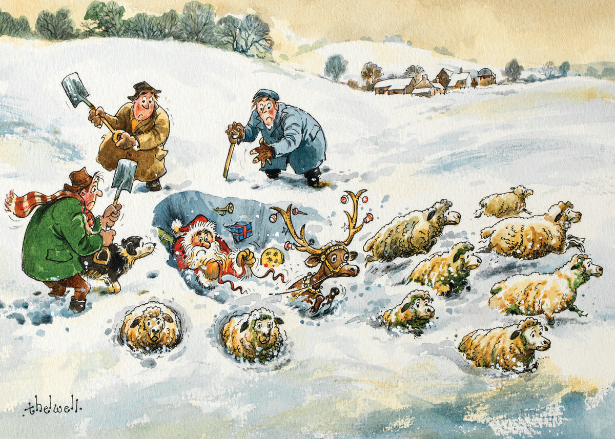 Sheep Farming Christmas Card. Snow Drift by Norman Thelwell ...